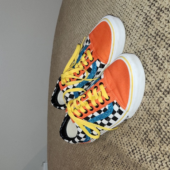 Vans | Shoes | Vans Bright Colored Checkered And Sparkle Sneakers ...